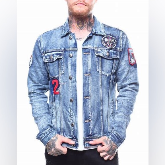 Born Fly | Jackets & Coats | Born Fly Mens Patched And Distressed Denim ...